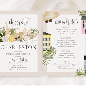 Charleston Bachelorette Invitation Bachelorette Weekend Itinerary Beach ...