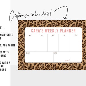 Custom Weekly Planner Notepad Leopard Planner Weekly Planner ...