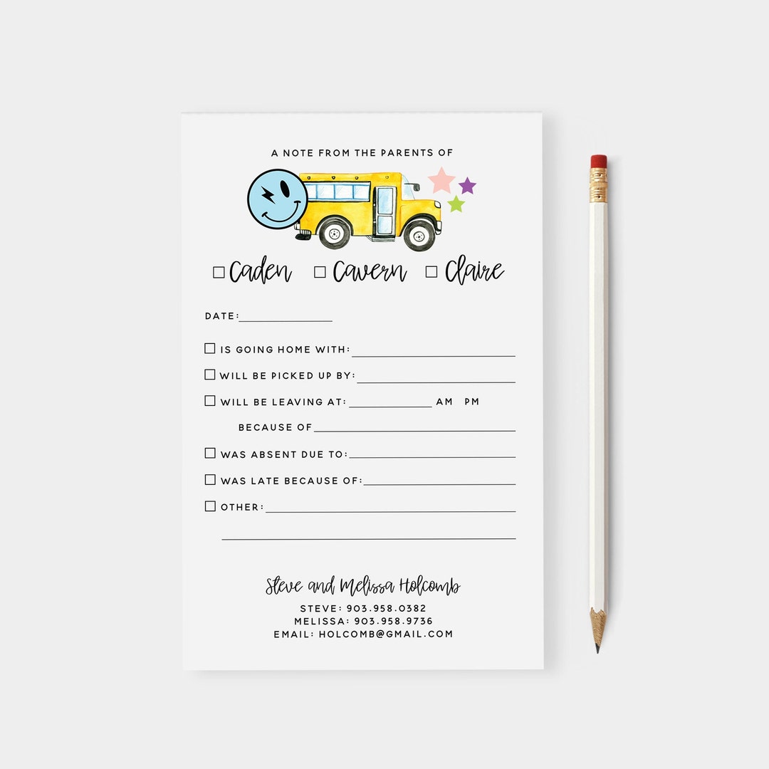 School Notepad, Back to School, Excuse Notepad, Notes for School, Retro ...