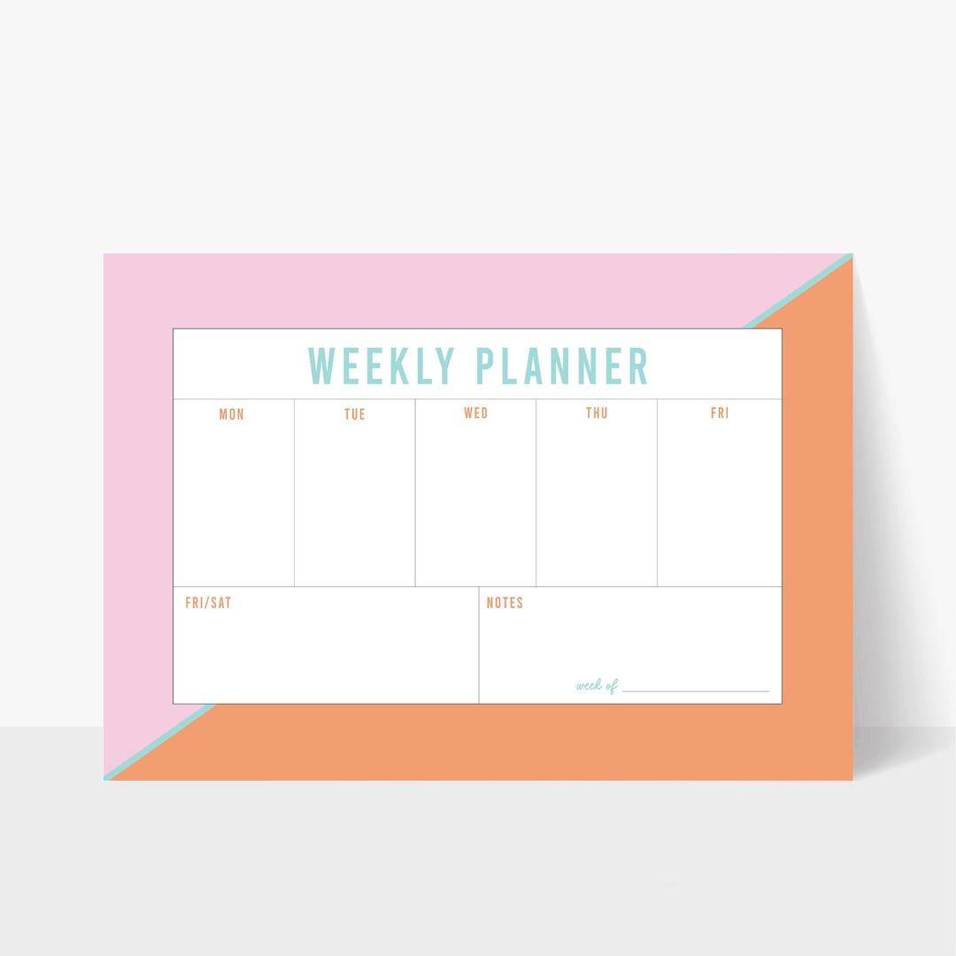 Custom Weekly Planner Notepad Colorblock Planner Weekly - Etsy