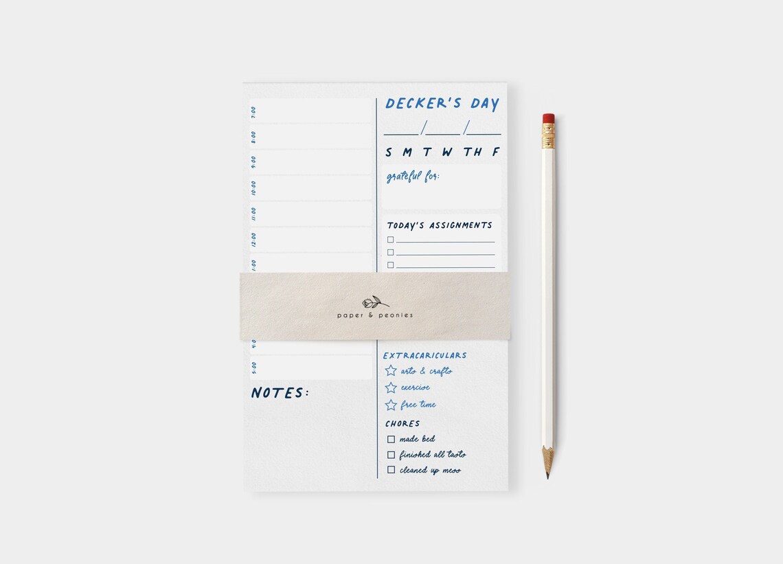 Personalized Kids Daily Homeschool Planner Notepad - Etsy