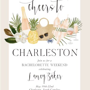 Charleston Bachelorette Invitation Bachelorette Weekend Itinerary Beach ...