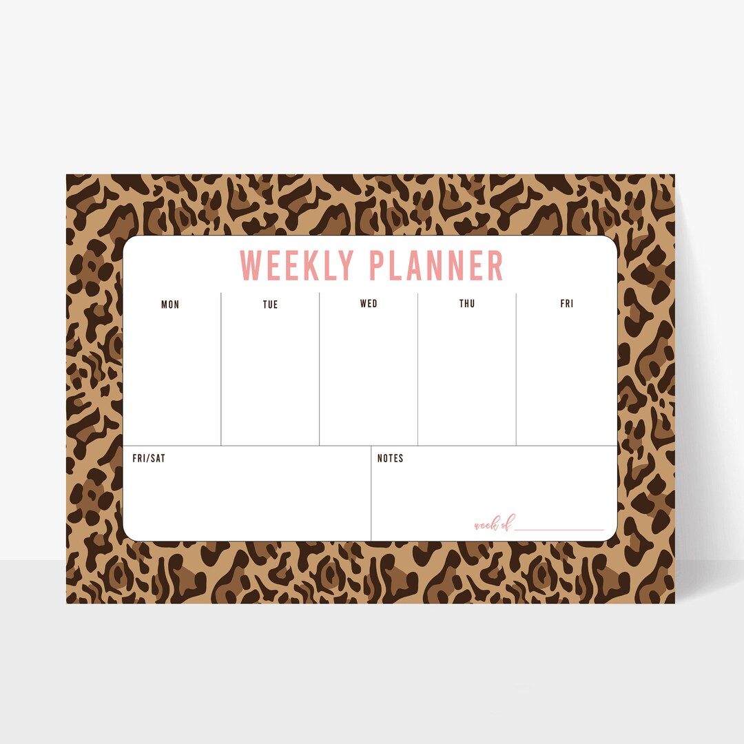 Custom Weekly Planner Notepad Leopard Planner Weekly Planner ...