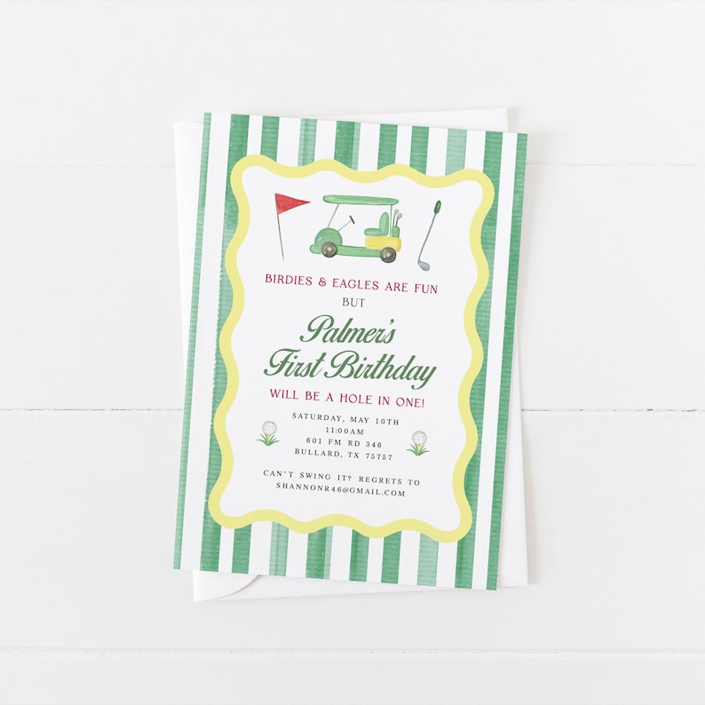 Golf Invitation, Watercolor, Masters Invite, Preppy Golf Party Supplies ...