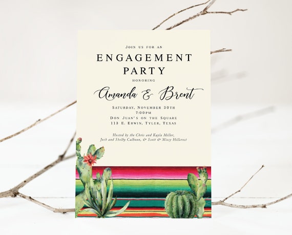 Fiesta Engagement Invitation Serape Wedding Invitation | Etsy