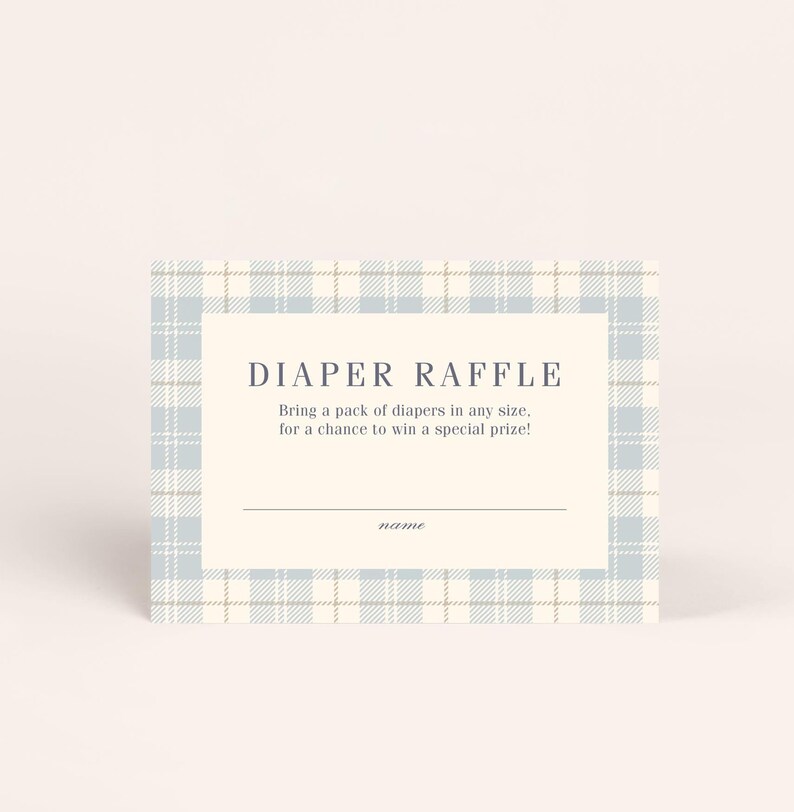 Diaper Raffle Card, Plaid Baby Shower - Etsy