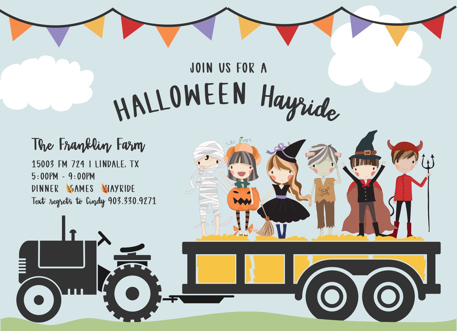 Halloween Hayride Invitation Kids Halloween Party Invitation - Etsy