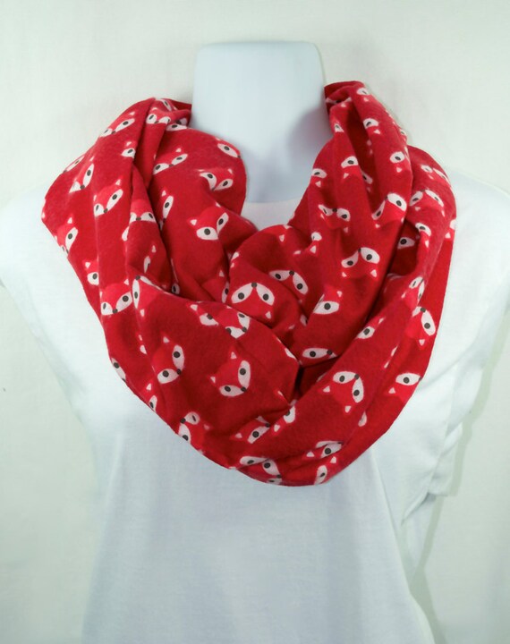 Cozy Red Foxes Infinity Scarf 100% Cotton Pre-washed | Etsy