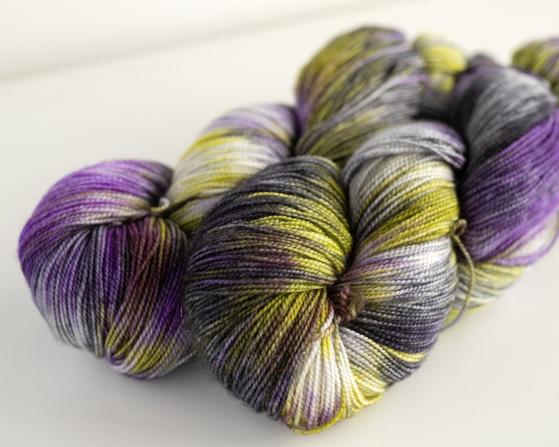 Hand Dyed Sparkle Yarn Variegated Hand Dyed Yarn in Black | Etsy