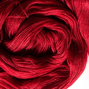 Hand Dyed Sparkle Yarn | Deep Red Semi Solid Yarn With Silver Glitter ...