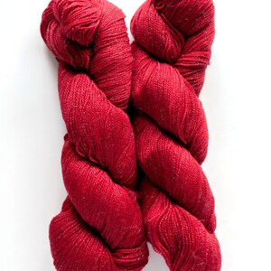 Hand Dyed Sparkle Yarn | Deep Red Semi Solid Yarn With Silver Glitter ...