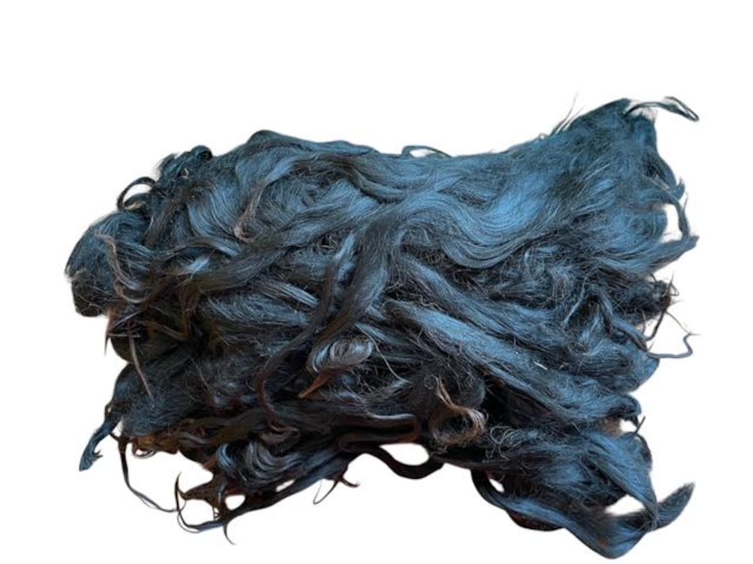Suri Alpaca Locks Deep Black 70gr With Soluble Fleece - Etsy