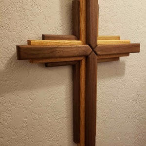Walnut and Oak 33 Wooden Cross Handcrafted Cross Christian Religious ...