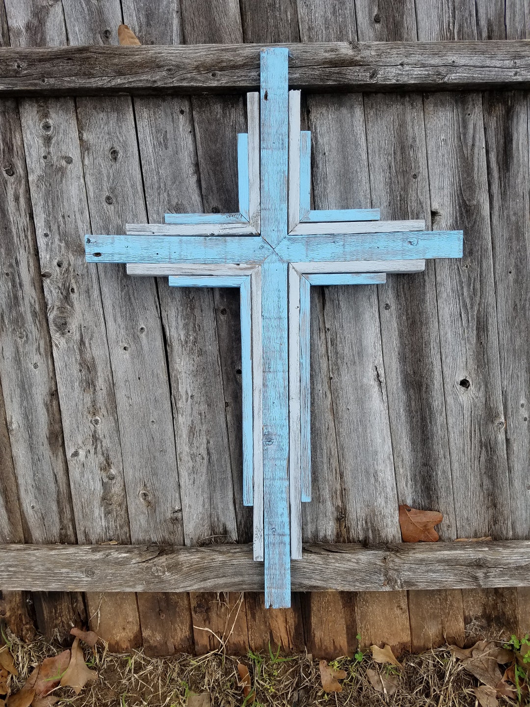 Cross 79: Free Shipping Blue and Gray Cross Bright Colors Wood 33 Tall ...
