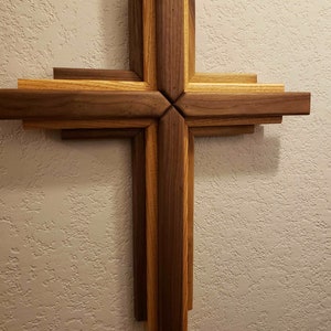 Walnut and Oak 33 Wooden Cross Handcrafted Cross Christian Religious ...