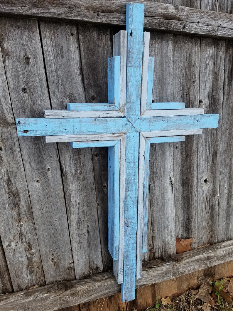 Cross 79: Free Shipping Blue and Gray Cross Bright Colors - Etsy