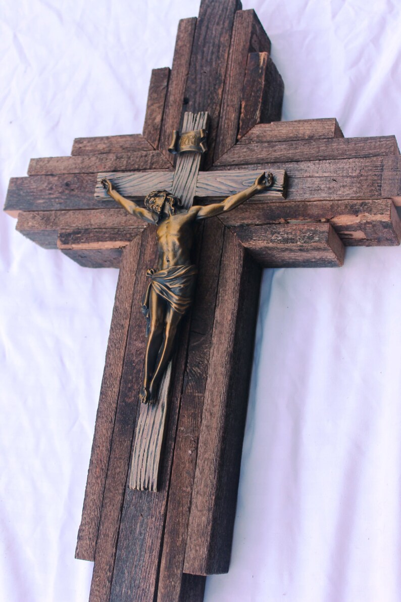 Cross 34: Free Shipping Bronze Crucifix Wall Rustic Wood - Etsy