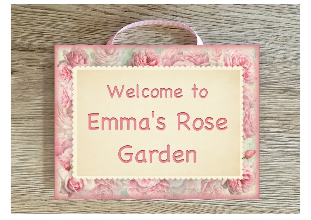 ADD TEXT to Blush Rose Personalised Custom Made Room Sign Door Plaque ...