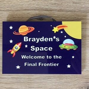 Outer Space Personalised Custom Made Children's Bedroom Sign, Door ...