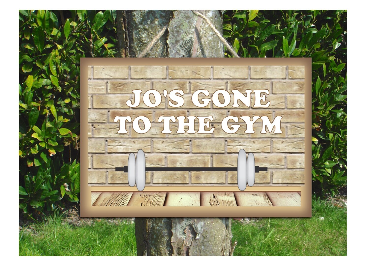 Gone to the Gym Sign: Personalised Hanging Custom-made Door Plaque for ...