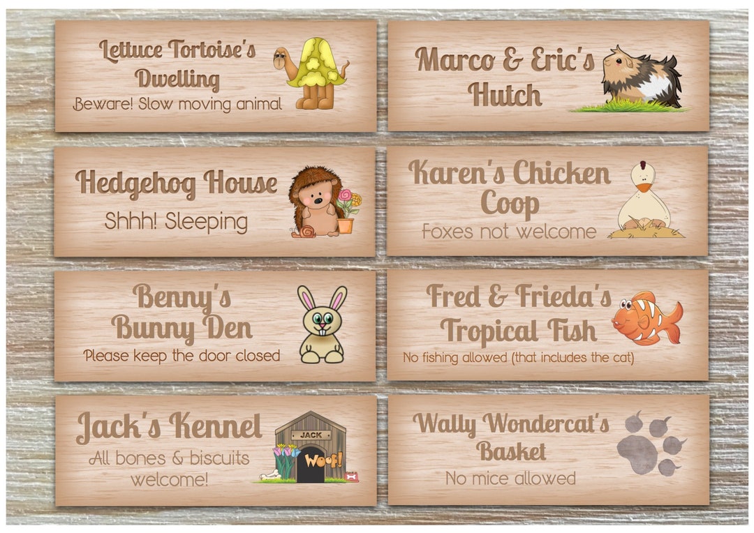 ANIMAL NAME SIGN Pet Personalised House, Cage or Kennel Metal Plaque ...