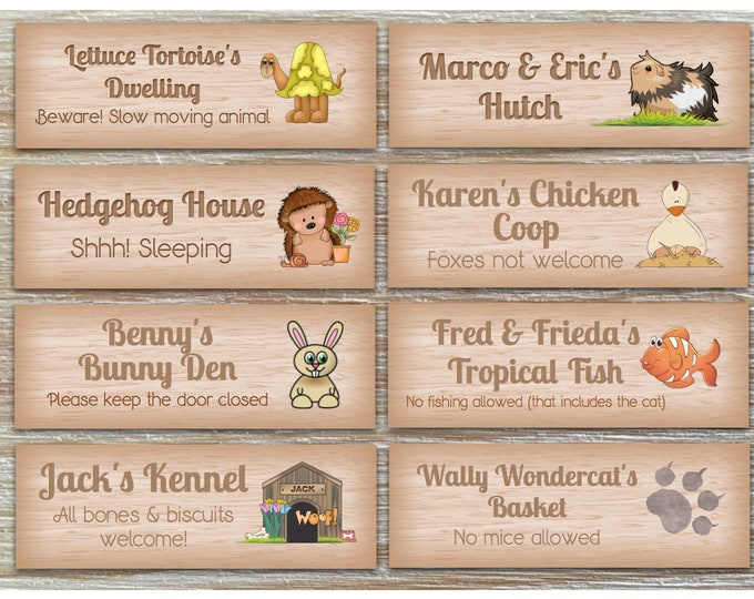 ANIMAL NAME SIGN Pet Personalised House, Cage or Kennel Metal Plaque ...