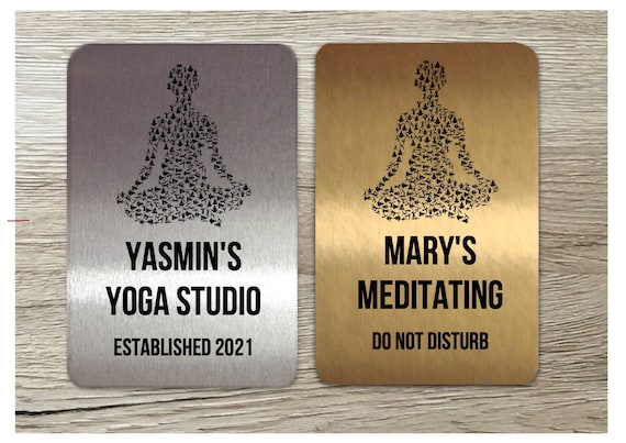 Yoga or Meditation Personalised Sign Silver Gold or White - Etsy
