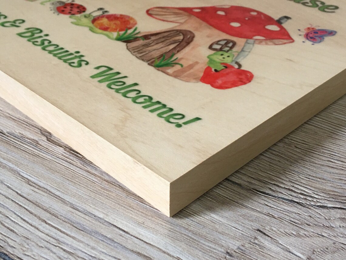 MAPLE WOOD Bug Toadstool House Square Sign: Handmade Personalised Wall ...