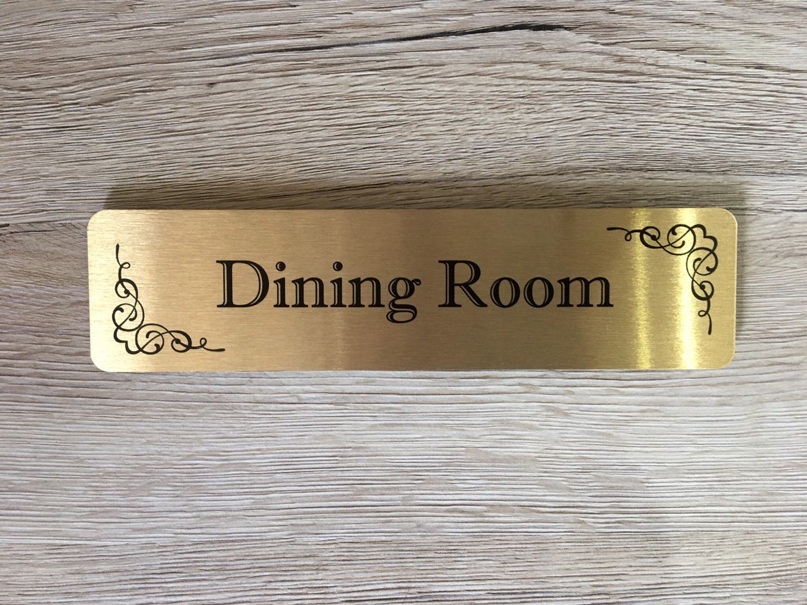 FLOURISH ROOM SIGNS in Brushed Silver Gold or White Metal: - Etsy UK