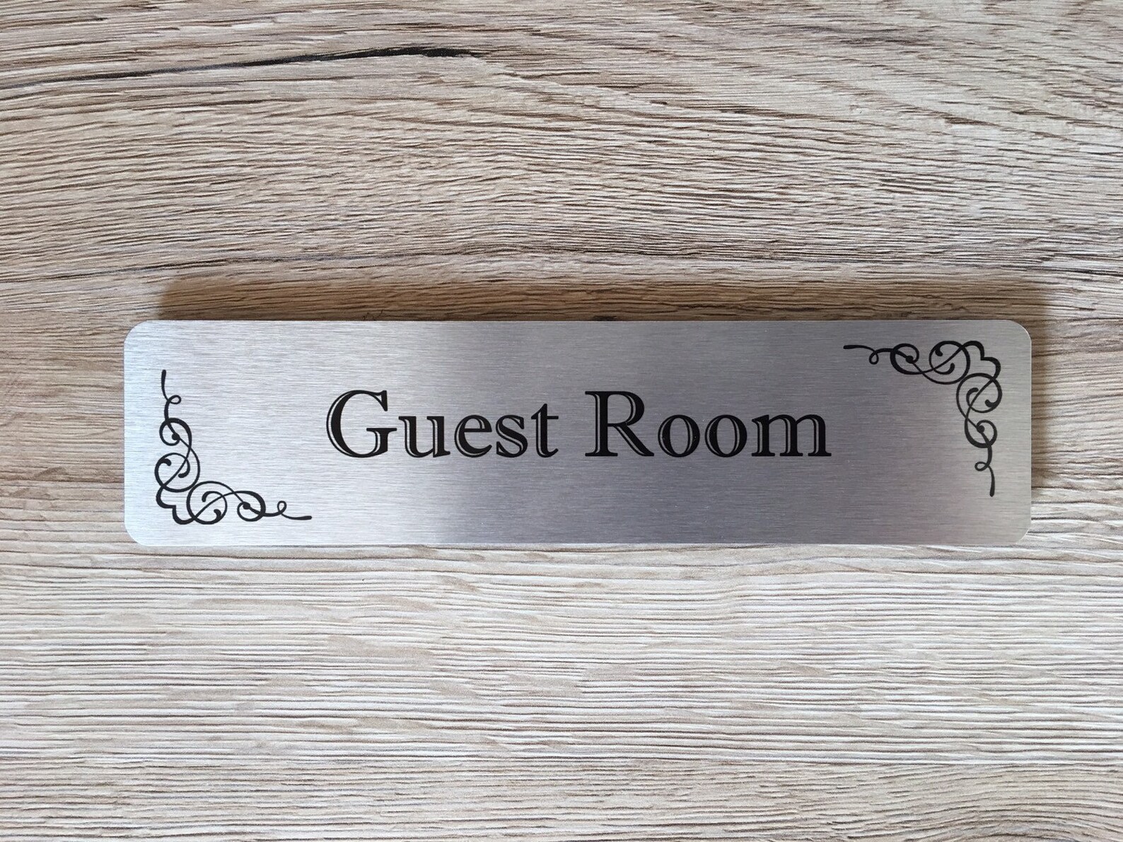 FLOURISH ROOM SIGNS in Brushed Silver Gold or White Metal: - Etsy UK