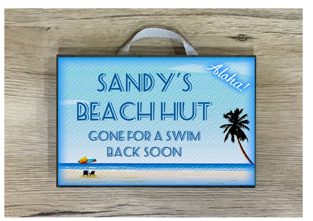 ADD TEXT to Beach Personalised Custom Made Sign Door Plaque in Metal or ...