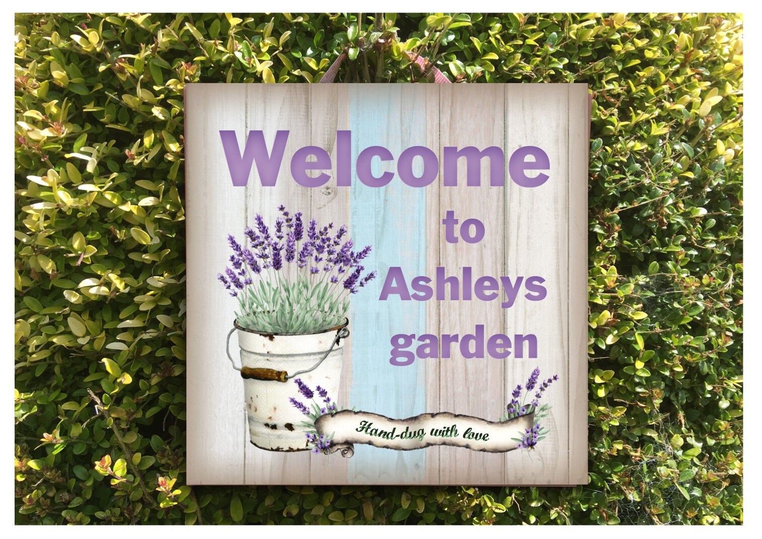 metal or wood plaque. Add text to RUSTIC LAVENDER SIGN Hand-dug with ...