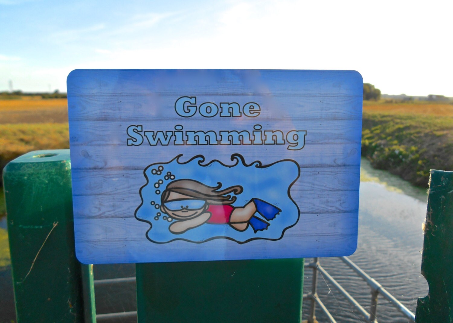 Gone Swimming Sign: Personalised Fun Hanging Custom-made Door Plaque ...