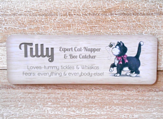 CAT NAME SIGN Personalised Basket Carrier House or Room Plaque | Etsy