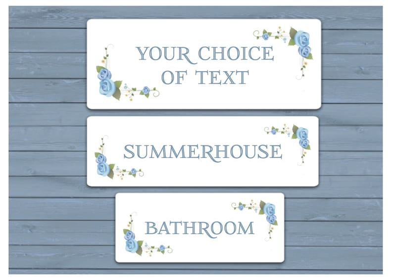 BLUE ROSEBUD ROOM or Door Sign: Cottage Chic Floral Design | Etsy