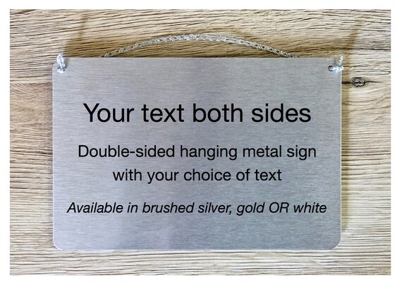 DOUBLE-SIDED Hanging Metal Signs: Add Text to REVERSIBLE - Etsy