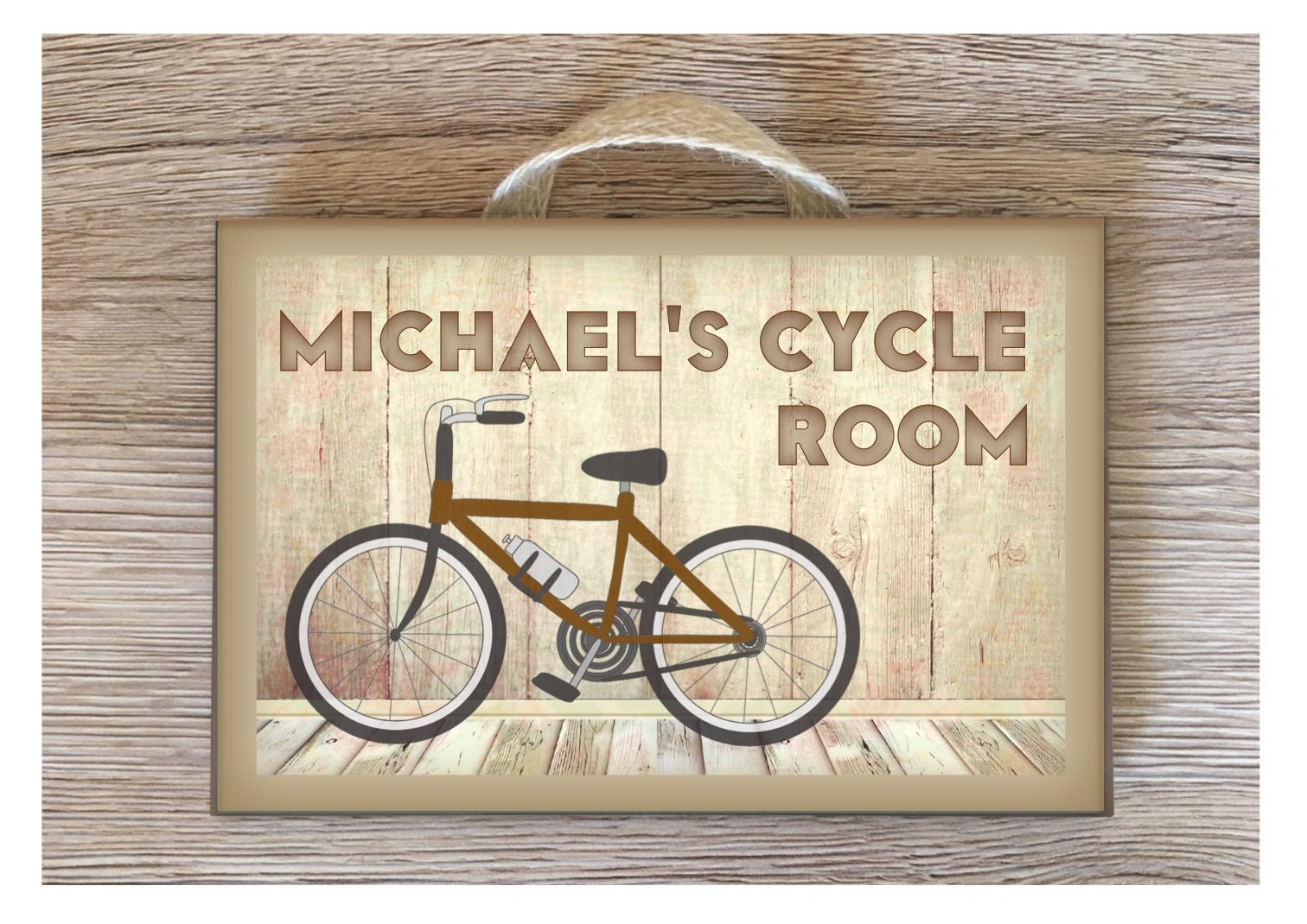 GONE CYCLING Rustic Sign: Custom-made Personalised Wooden Hanging ...