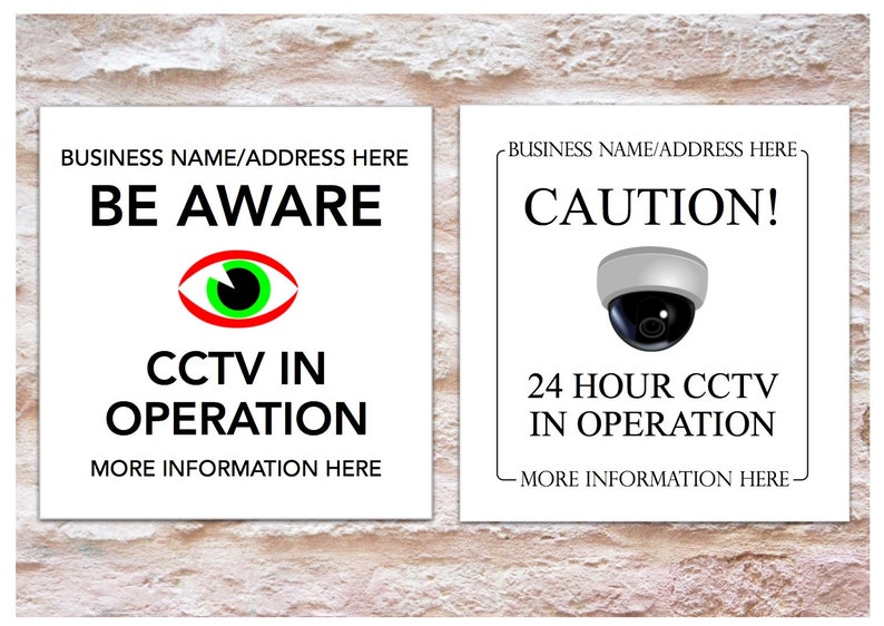Add Text to Personalised CCTV Camera Square Sign in Silver - Etsy Canada