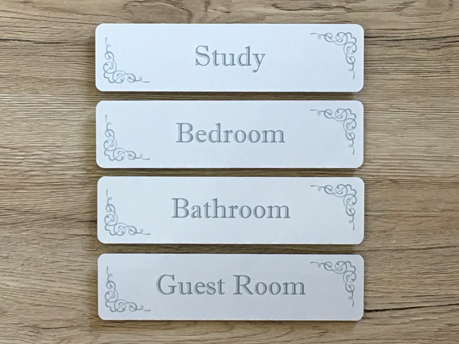 FLOURISH ROOM SIGNS in Brushed Silver Gold or White Metal: | Etsy UK