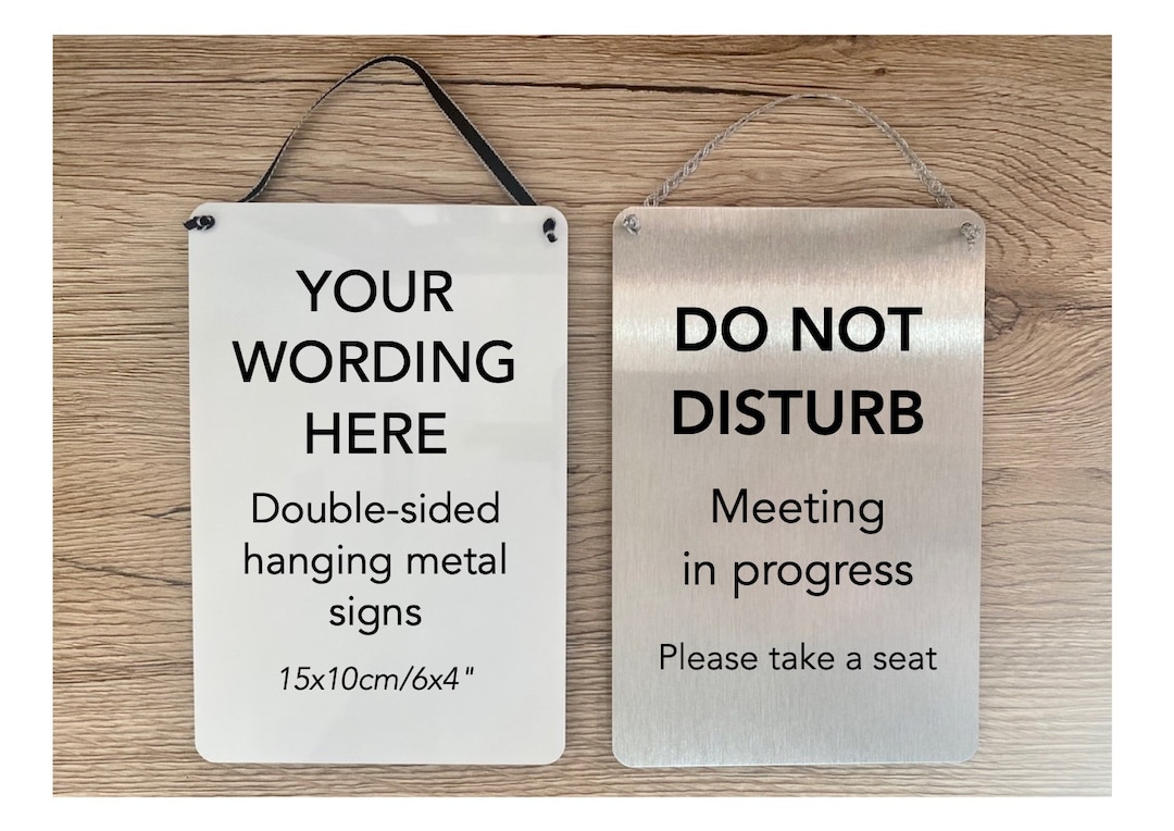 DOUBLE-SIDED Hanging Metal SIGN Size A6: Add Text to Reversible ...