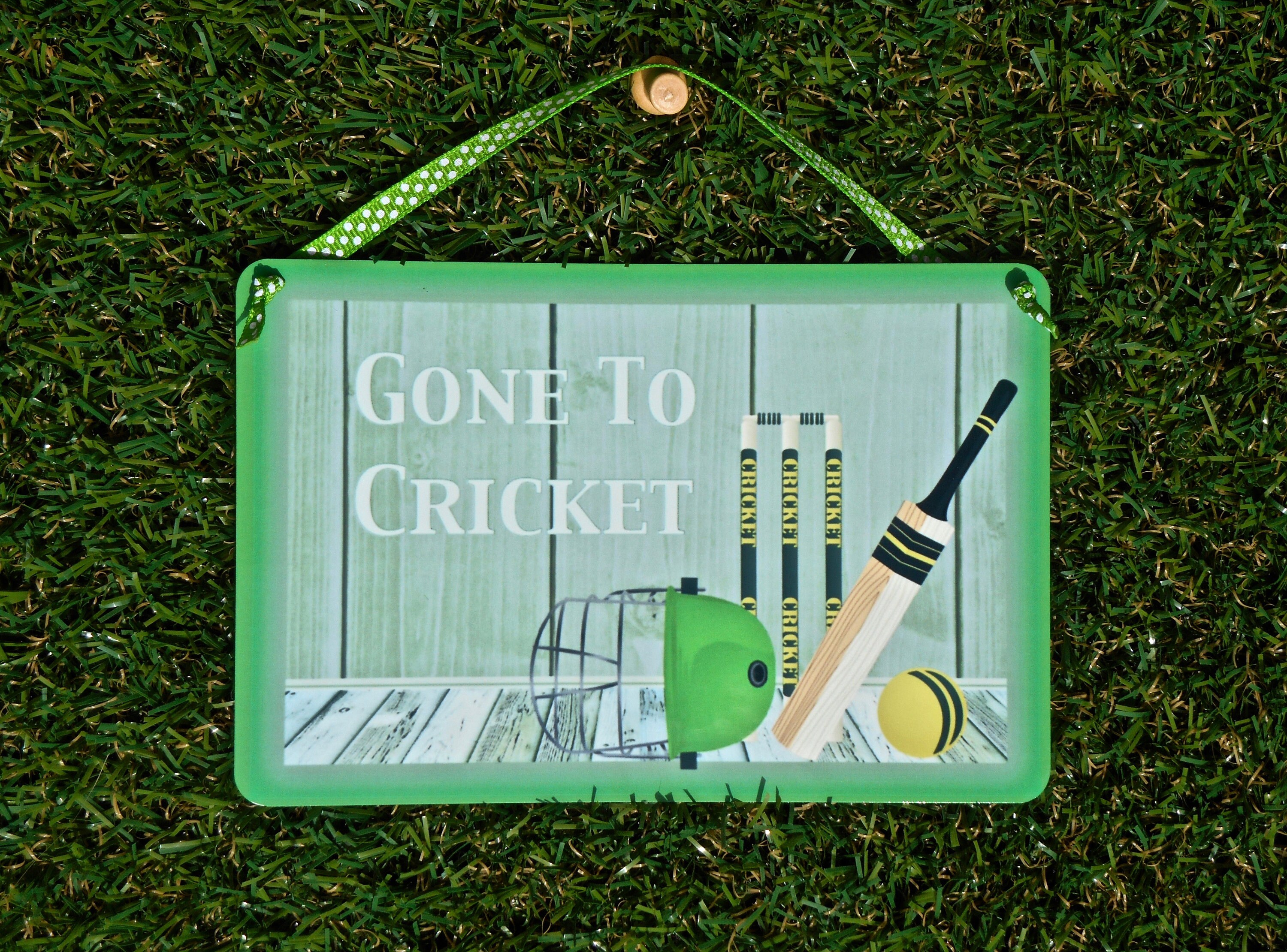 GONE TO CRICKET Sign: Personalised Hanging Custom-made Door | Etsy UK