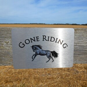GONE RIDING or Gone to the Stables Bespoke Metal Door Plaque for Keen ...