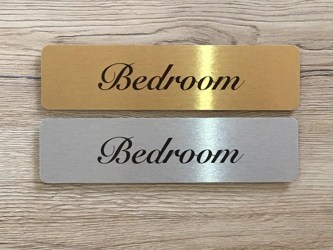 ELEGANT ROOM SIGNS Door Plaques in Brushed Silver, Gold or White Metal ...