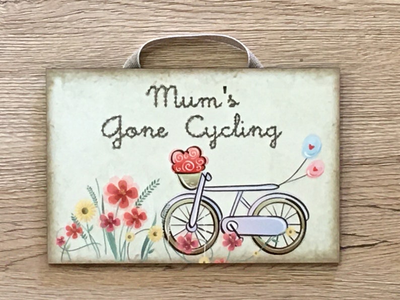 Rustic Gone Cycling Sign, Custom-made Door Plaque: Personalised Gift ...