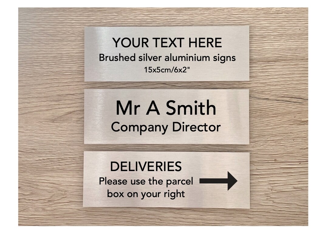 ADD YOUR TEXT to Metal Brushed Silver Signs for House or Office: Square ...