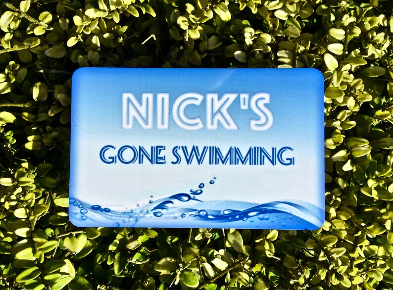 Gone Swimming Sign: Personalised Wave Design Wall or Door - Etsy