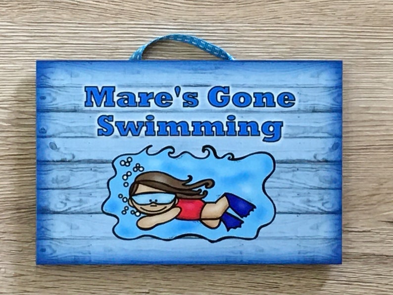 Gone Swimming Sign: Personalised Fun Hanging Custom-made Door - Etsy