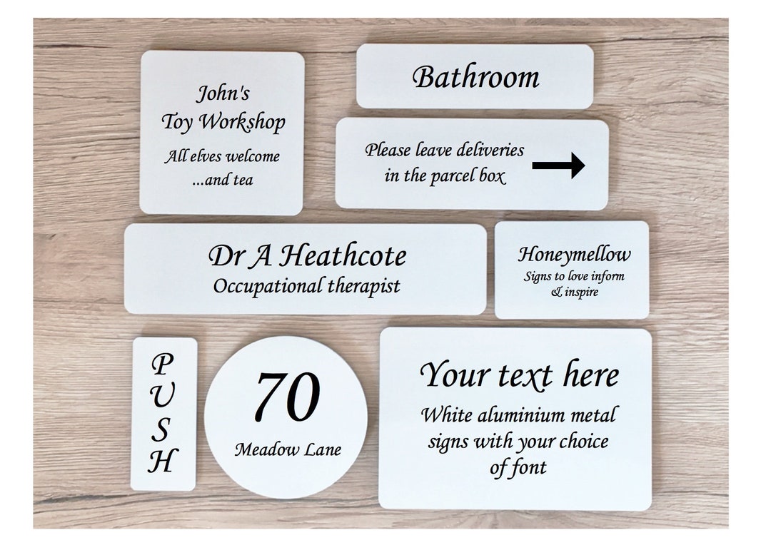 ADD TEXT to WHITE Personalized Custom Made Metal Signs - Etsy UK