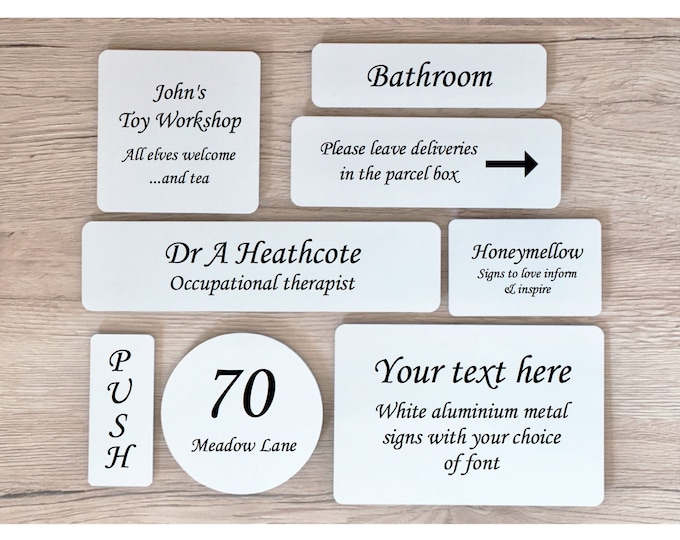 ADD TEXT to WHITE Personalized Custom Made Metal Signs - Etsy UK