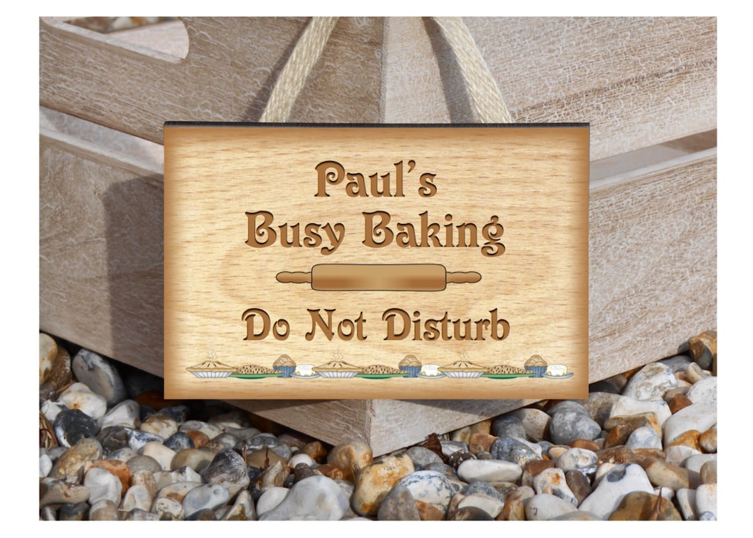 PERSONALISED KITCHEN SIGN: Busy Baking Custom-made Hanging Wood or ...